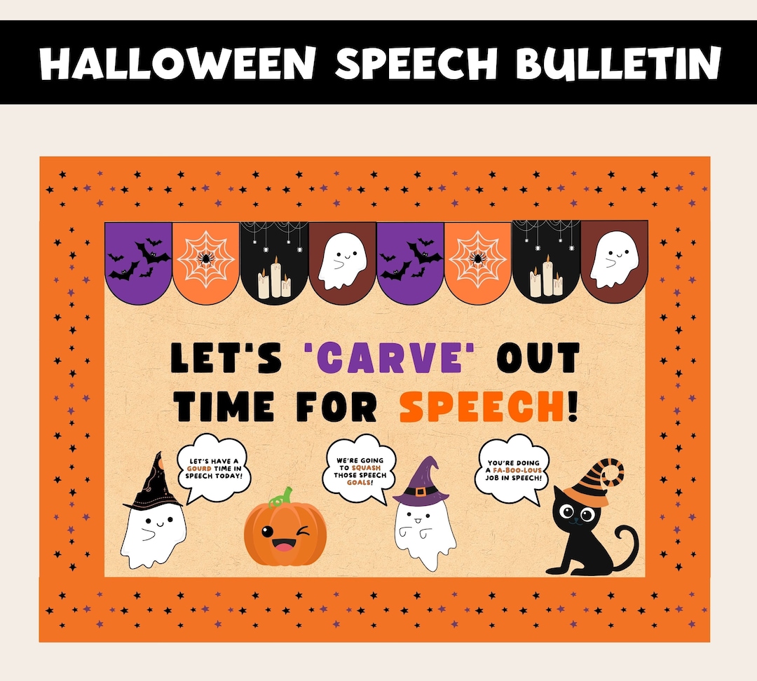 Speech Therapy Fall Decor Bulletin Board, Halloween Speech Bulletin ...
