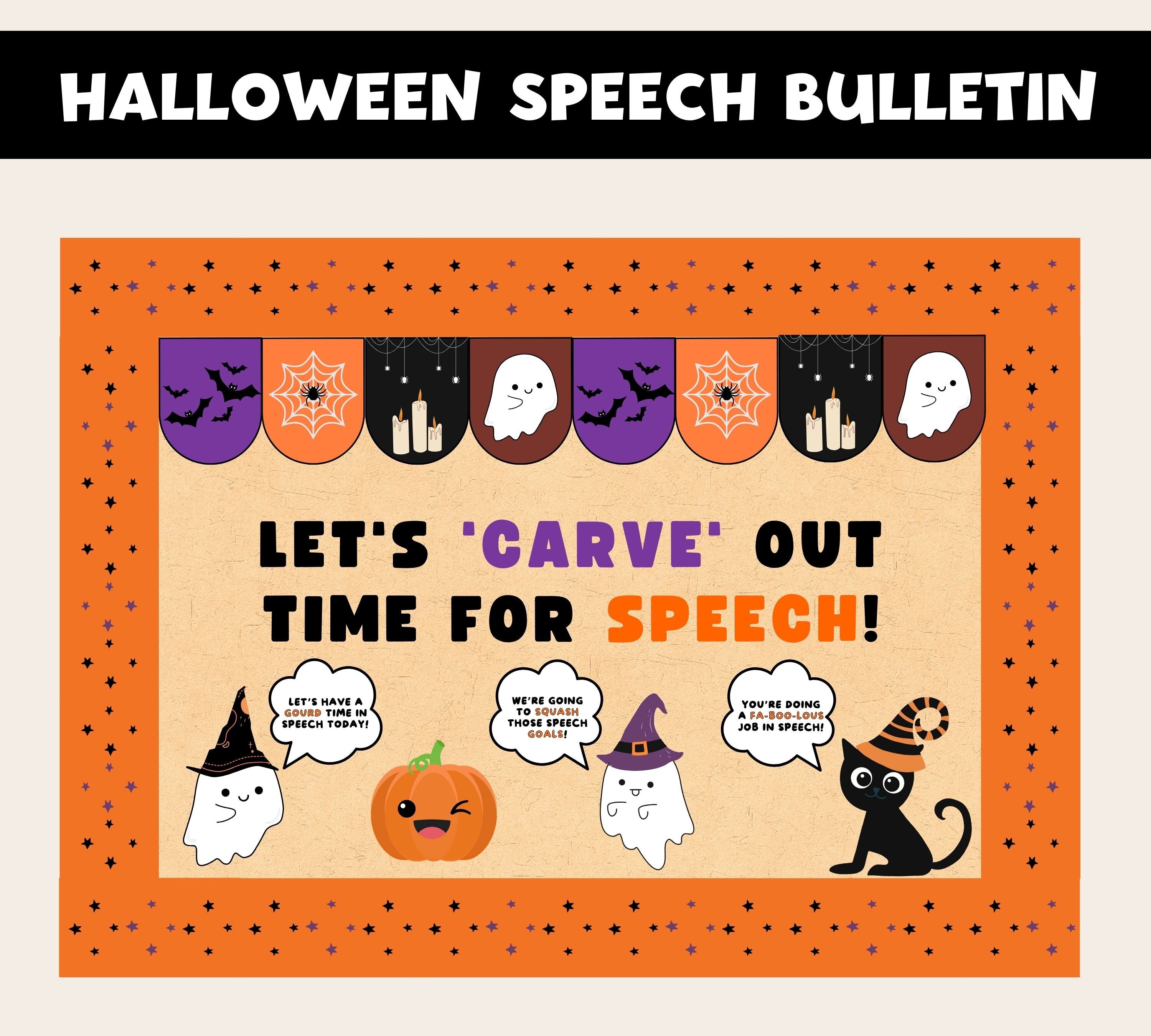 Speech Therapy Fall Decor Bulletin Board Halloween Speech - Etsy