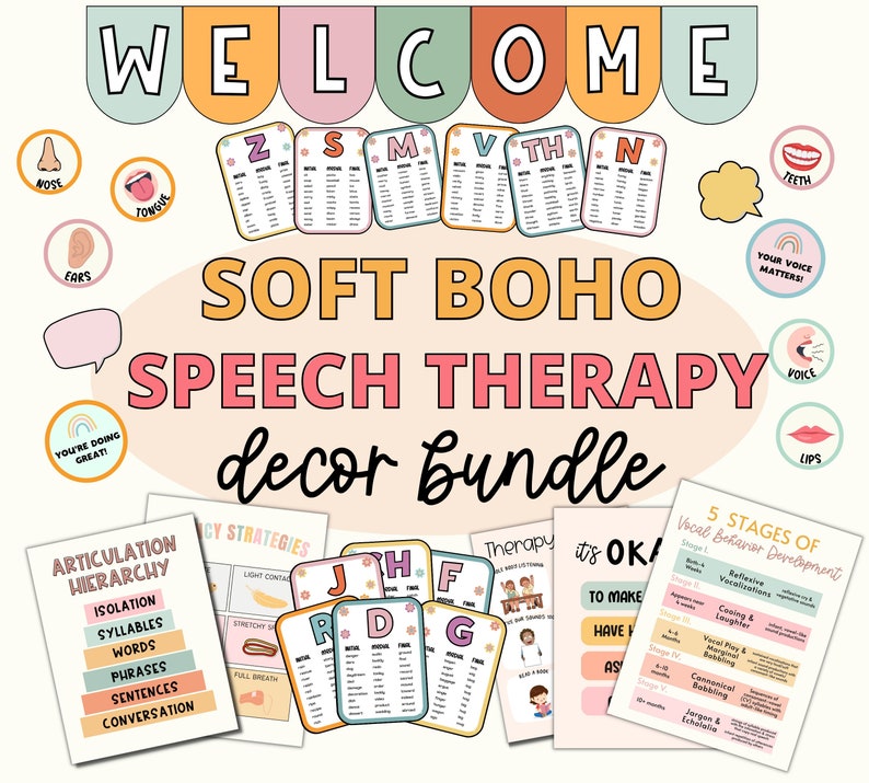 Soft Boho Speech Therapy Classroom and Office Decor SLP - Etsy