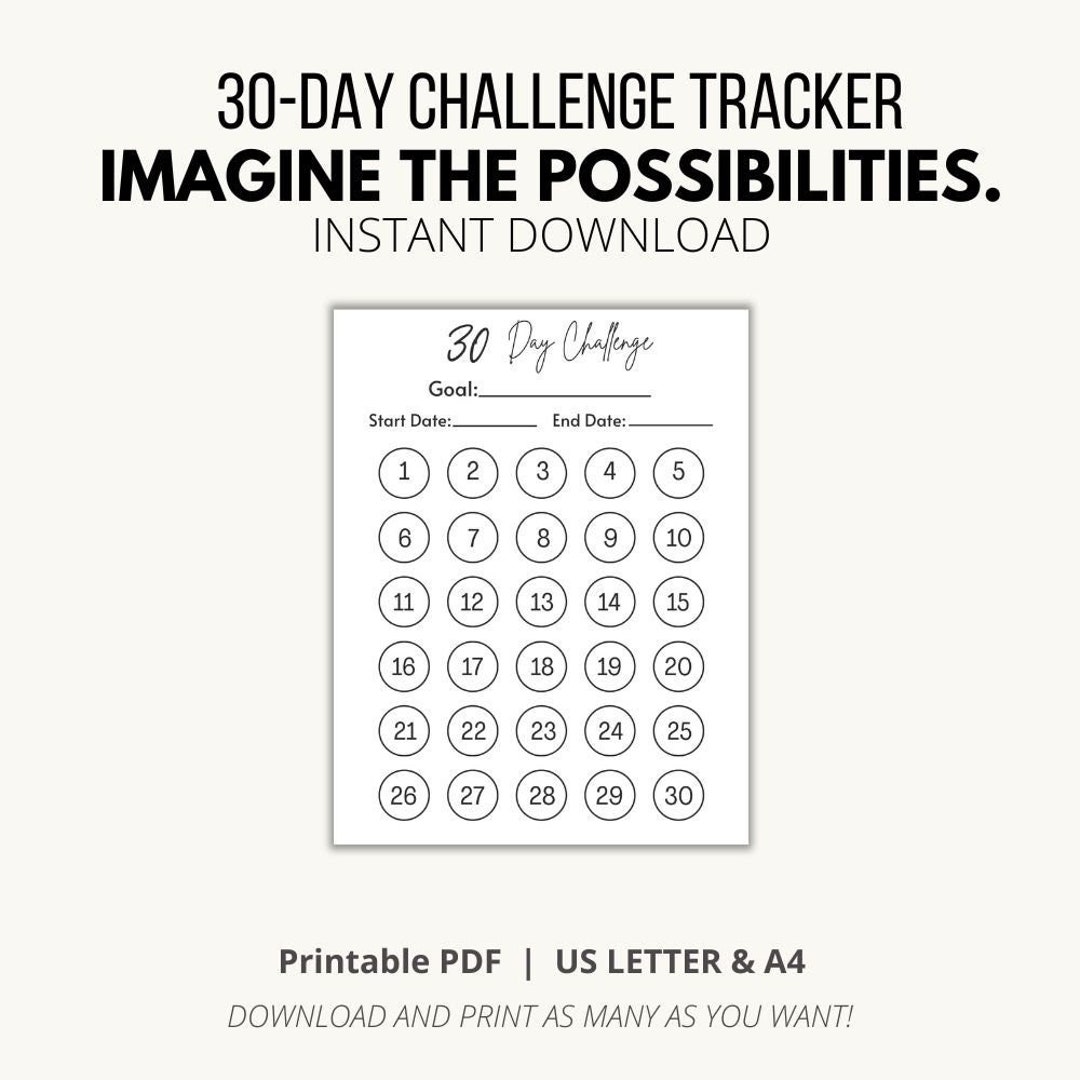 30 Day Challenge Tracker Printable, Printable Habit Tracker, Goal ...