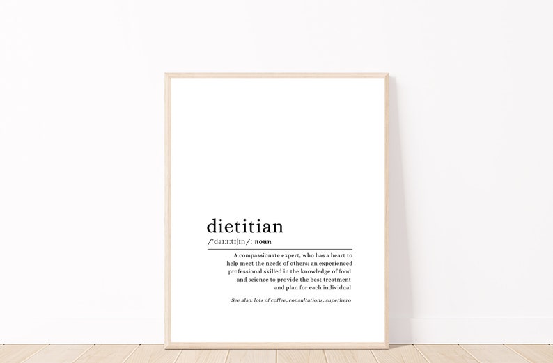 Dietitian Definition Print, Dietitian Gift, Dietitian Digital Poster ...