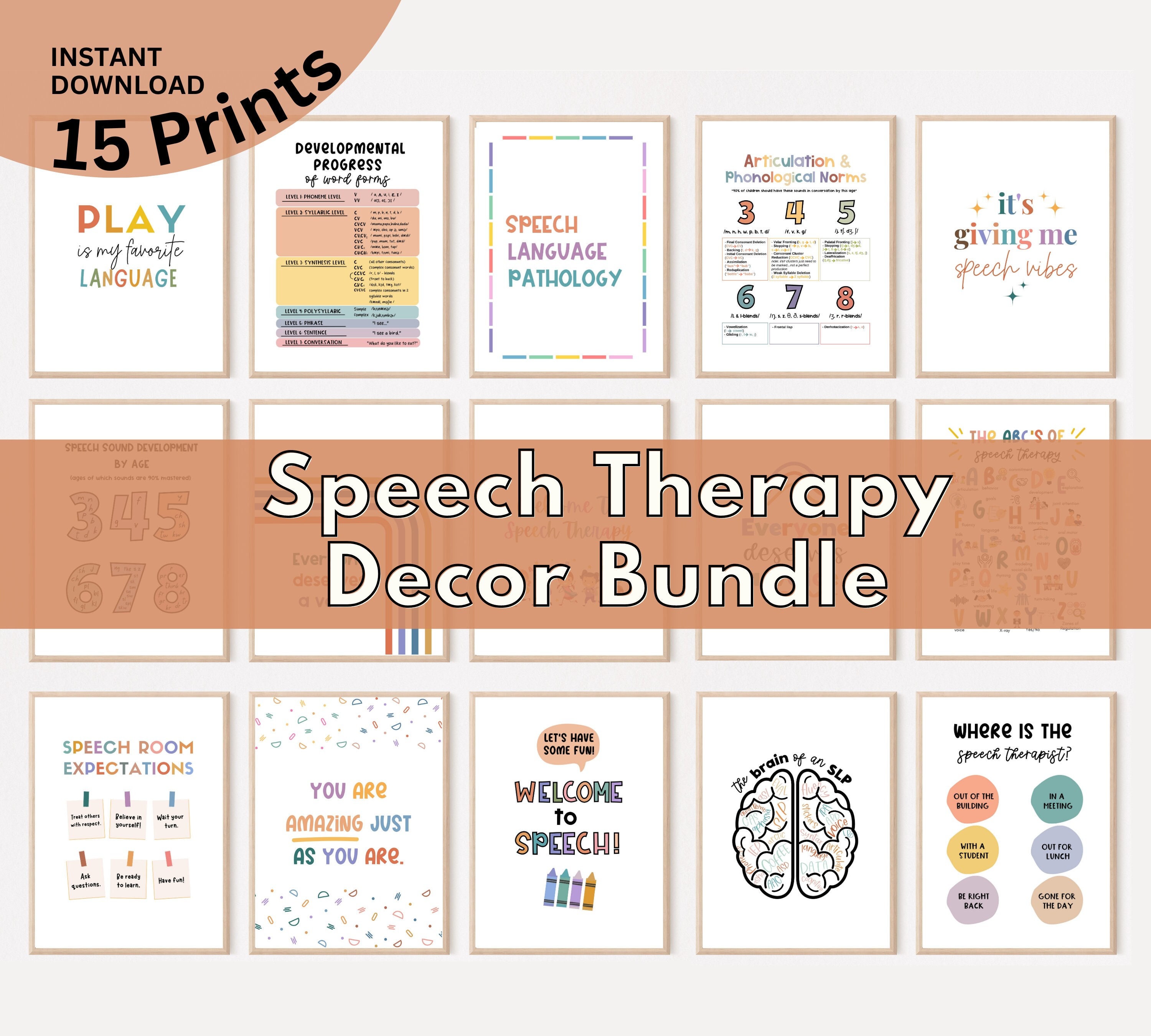 Speech Therapy Decor Bundle Set of 15 Speech Language - Etsy