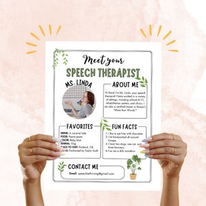 Meet the SLP Template, Meet the Speech Therapist, Canva Editable ...
