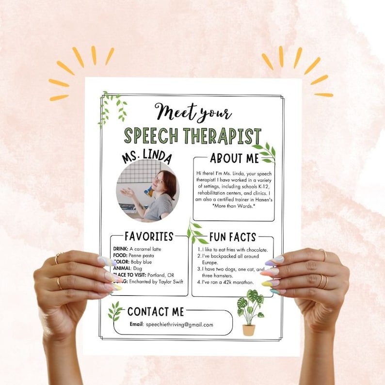 Meet the SLP Template, Meet the Speech Therapist, Canva Editable ...