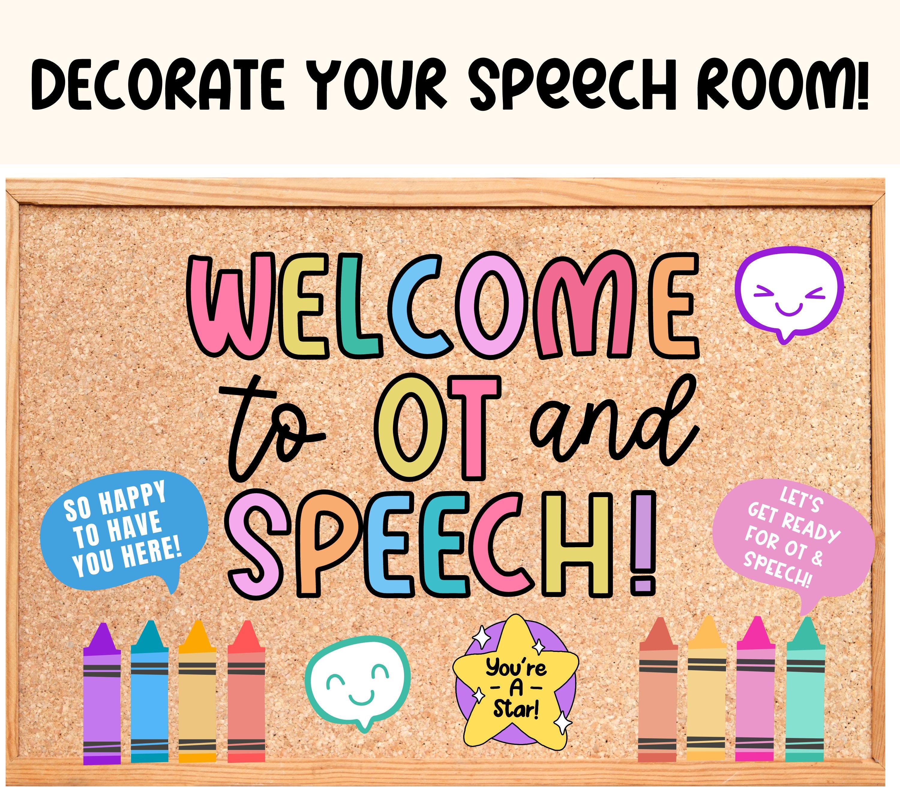 Speech Bulletin Kit - OT and Speech Therapy Decor - Digital Printable ...
