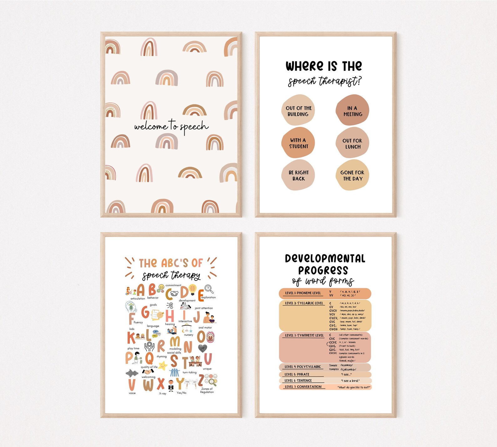 Boho Speech Therapy Decor Bundle, Set of 16, Printable Speech Room ...