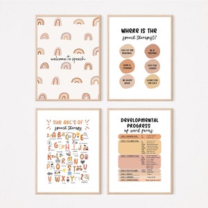Boho Speech Therapy Decor Bundle, Set of 16, Printable Speech Room ...