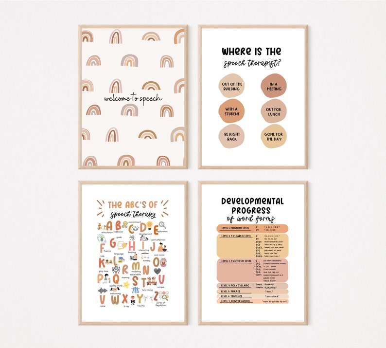Boho Speech Therapy Decor Bundle, Set of 16, Printable Speech Room ...