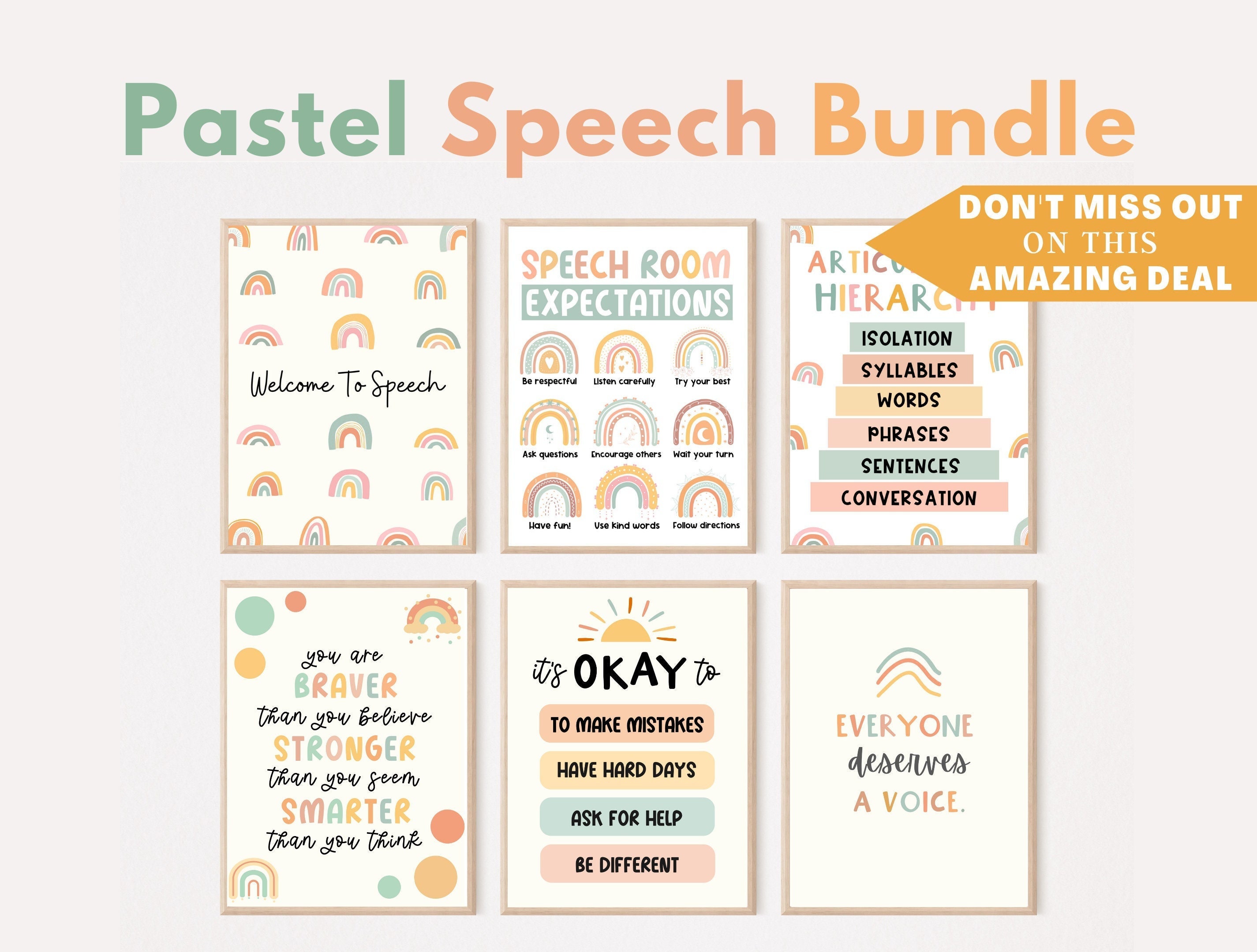 Pastel Rainbow Speech Poster Bundle Speech and Language - Etsy