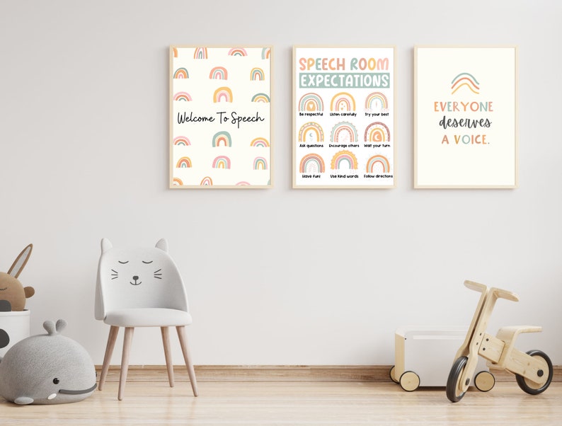 Pastel Rainbow Speech Poster Bundle Speech and Language - Etsy