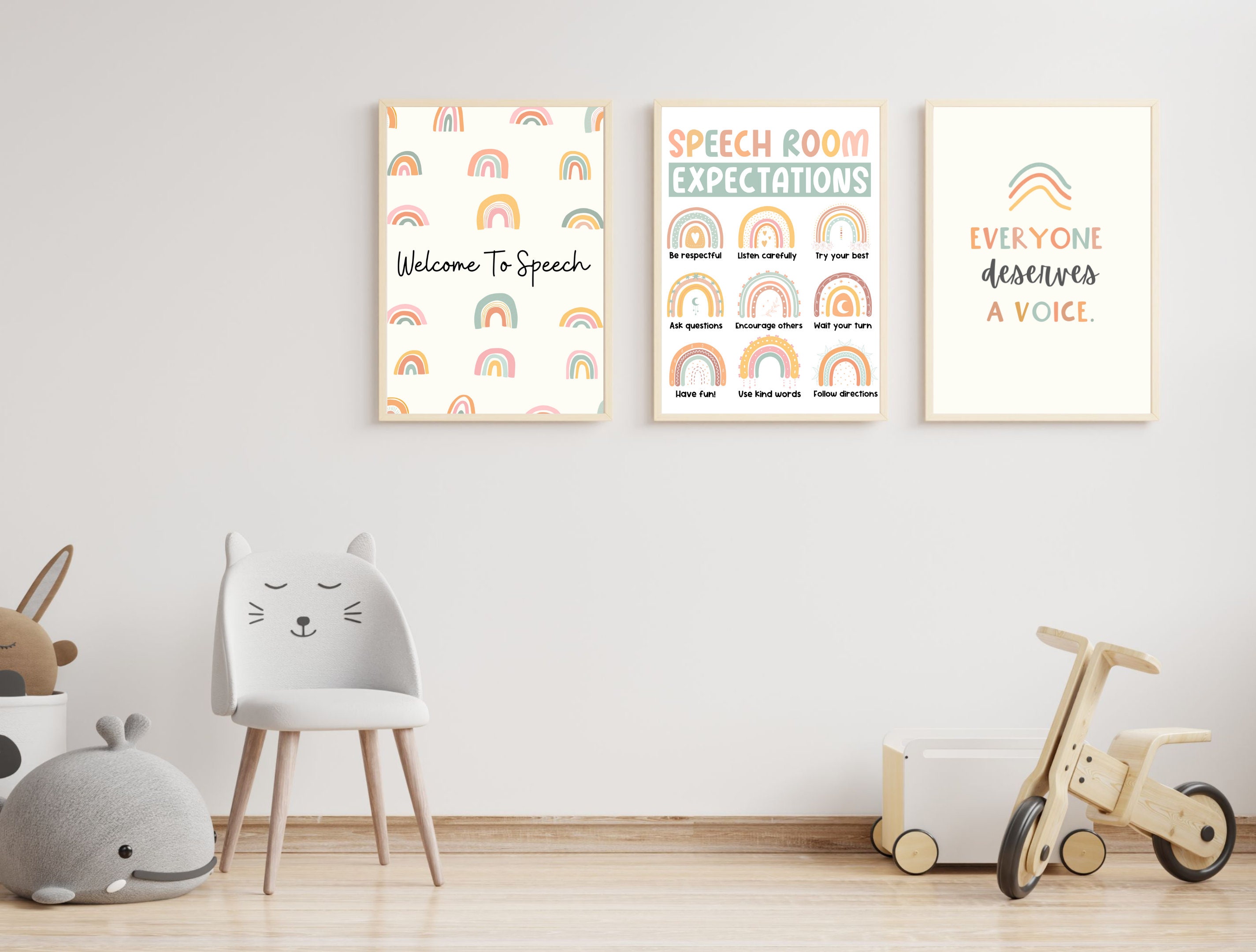 Pastel Rainbow Speech Poster Bundle Speech and Language - Etsy