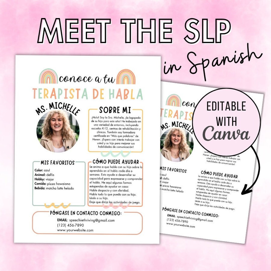 Spanish Meet the Speech Therapist Template, Bilingual Meet the SLP ...