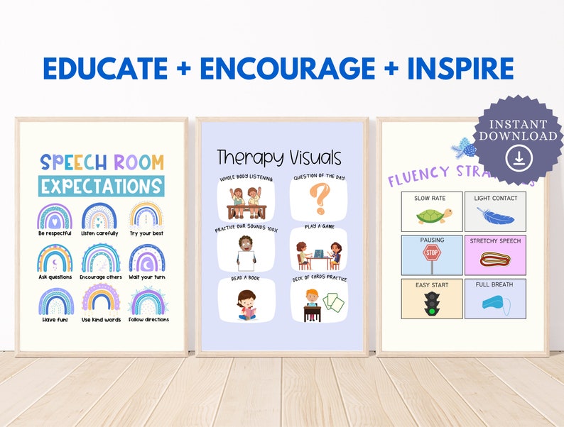 Speech Therapy Room Decor Set of 10 Speech Posters SLP - Etsy