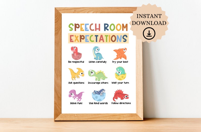Dinosaur Speech Room Expectations Speech Therapy Expectations - Etsy