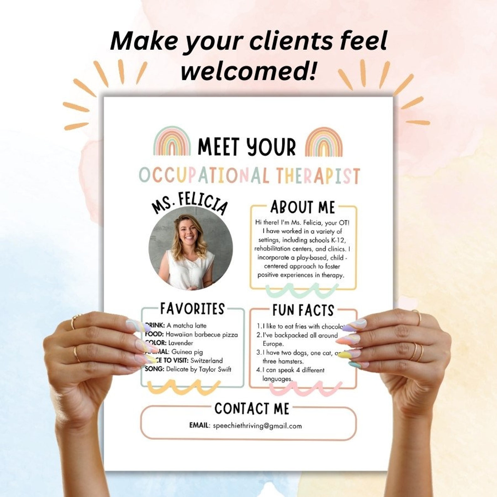 Meet the Occupational Therapist, Meet the OT Template, Canva Editable ...