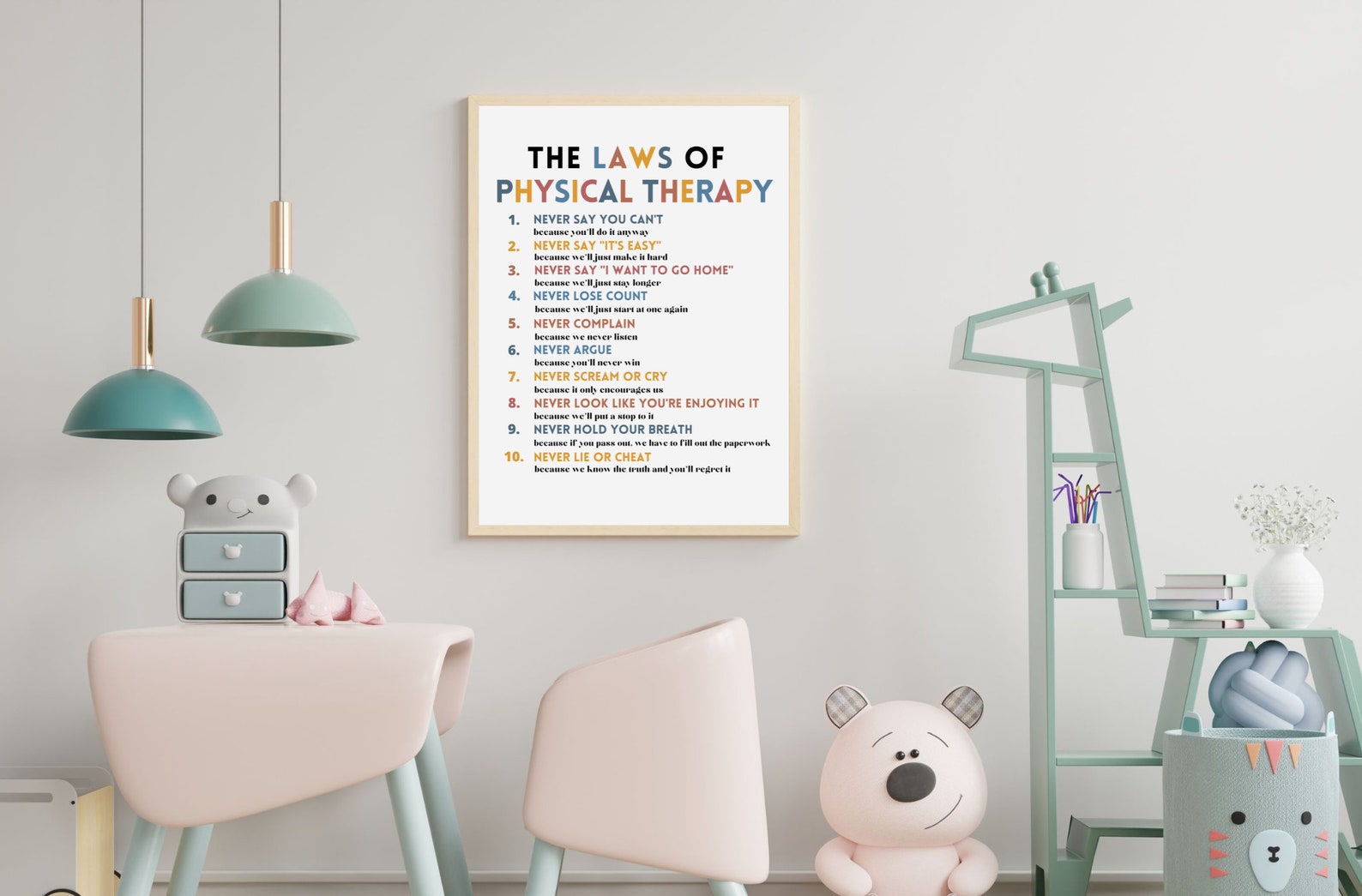 Physical Therapy Poster, the Laws of Physical Therapy, Physical Therapy ...