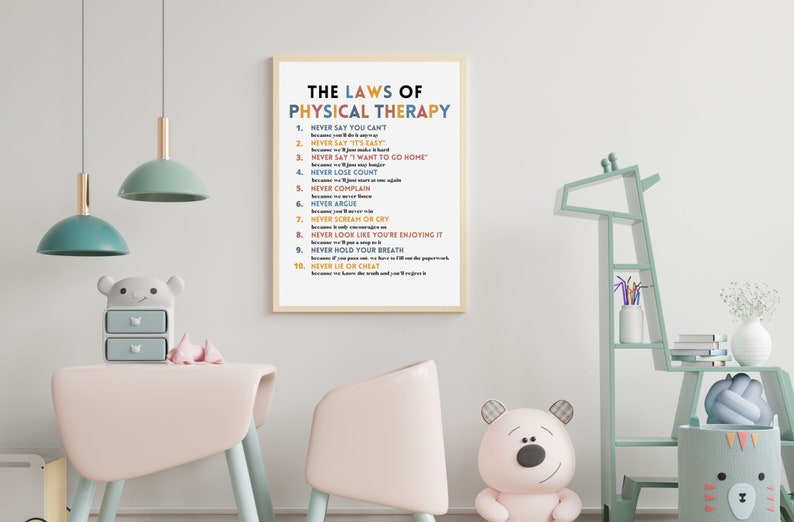 Physical Therapy Poster, the Laws of Physical Therapy, Physical Therapy ...