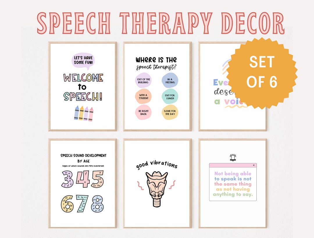Pastel Speech Therapy Decor, Set of 6, Speech Classroom Decor, Speech ...