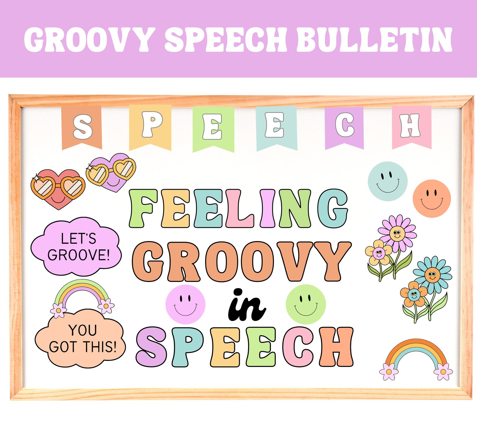 Groovy Speech Bulletin Board Speech Bulletin Board Kit - Etsy
