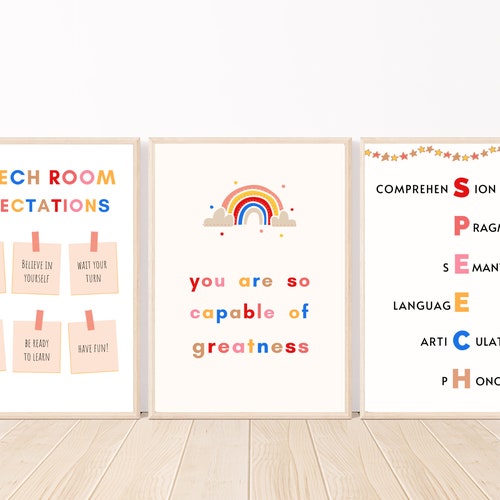 PRINTABLE Speech Therapy Rainbow Wall Art Digital Download - Etsy