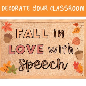Speech Therapy Fall Decor Bulletin Board, Speech and Language Bulletin ...