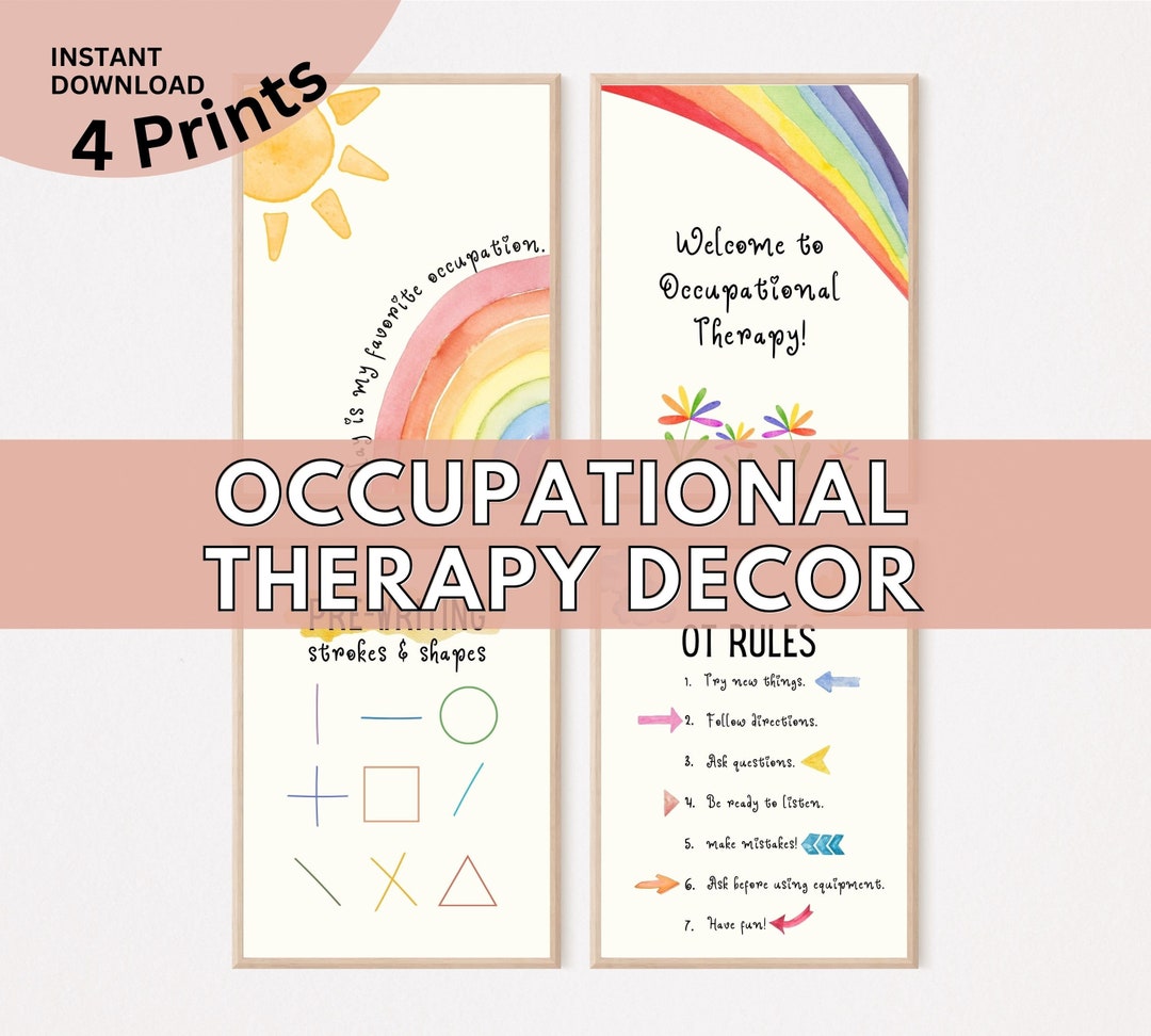 Occupational Therapy Decor, Set of 4, Occupational Therapy Wall Art, OT ...