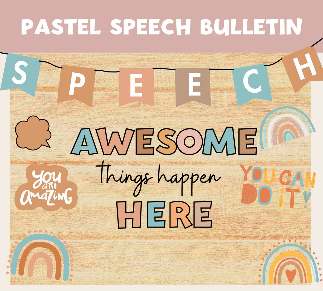 Pastel Rainbow Speech Bulletin Board, Welcome to Speech Bulletin ...