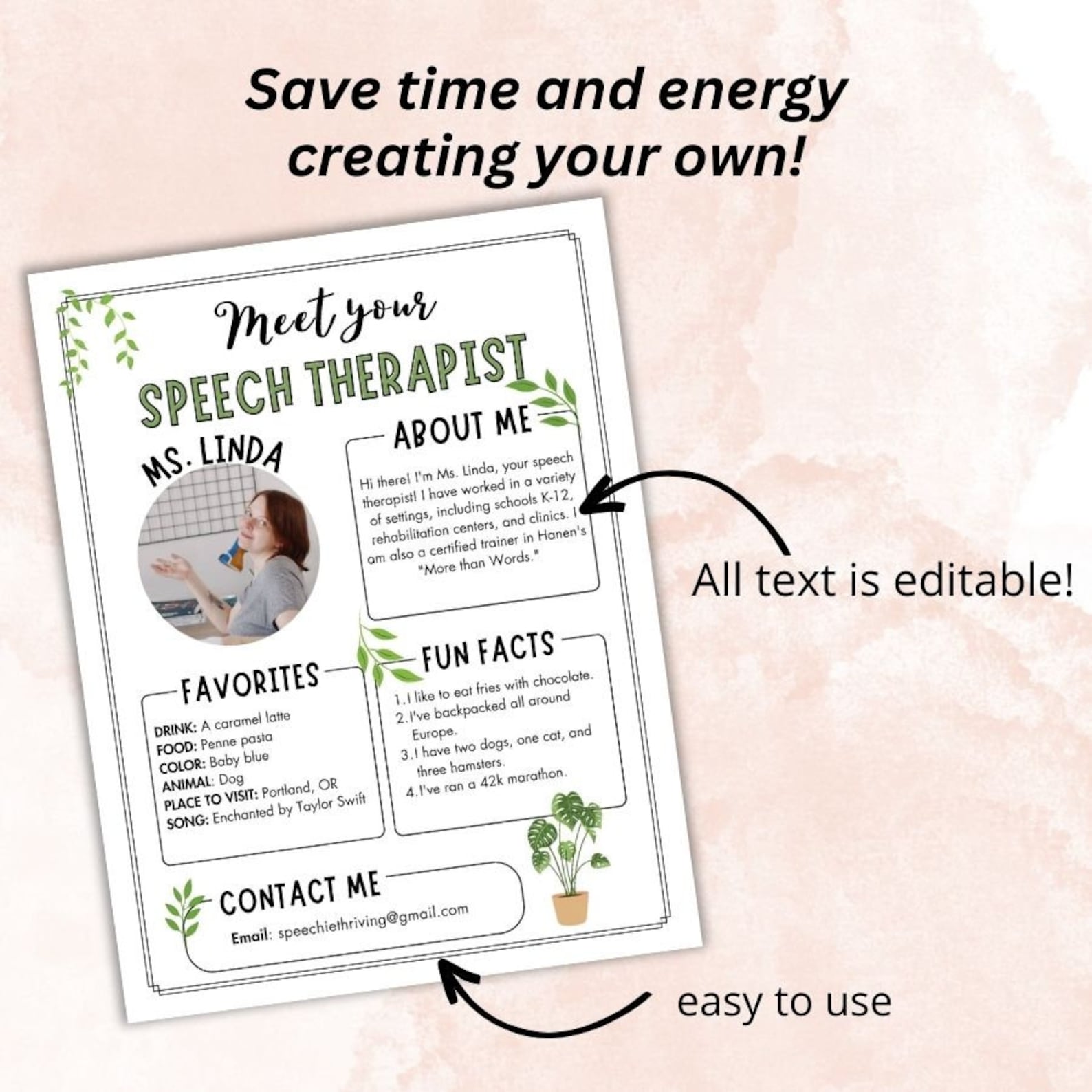 Meet the SLP Template, Meet the Speech Therapist, Canva Editable ...