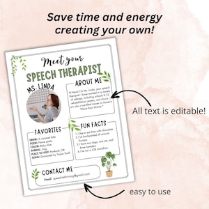 Meet the SLP Template, Meet the Speech Therapist, Canva Editable ...