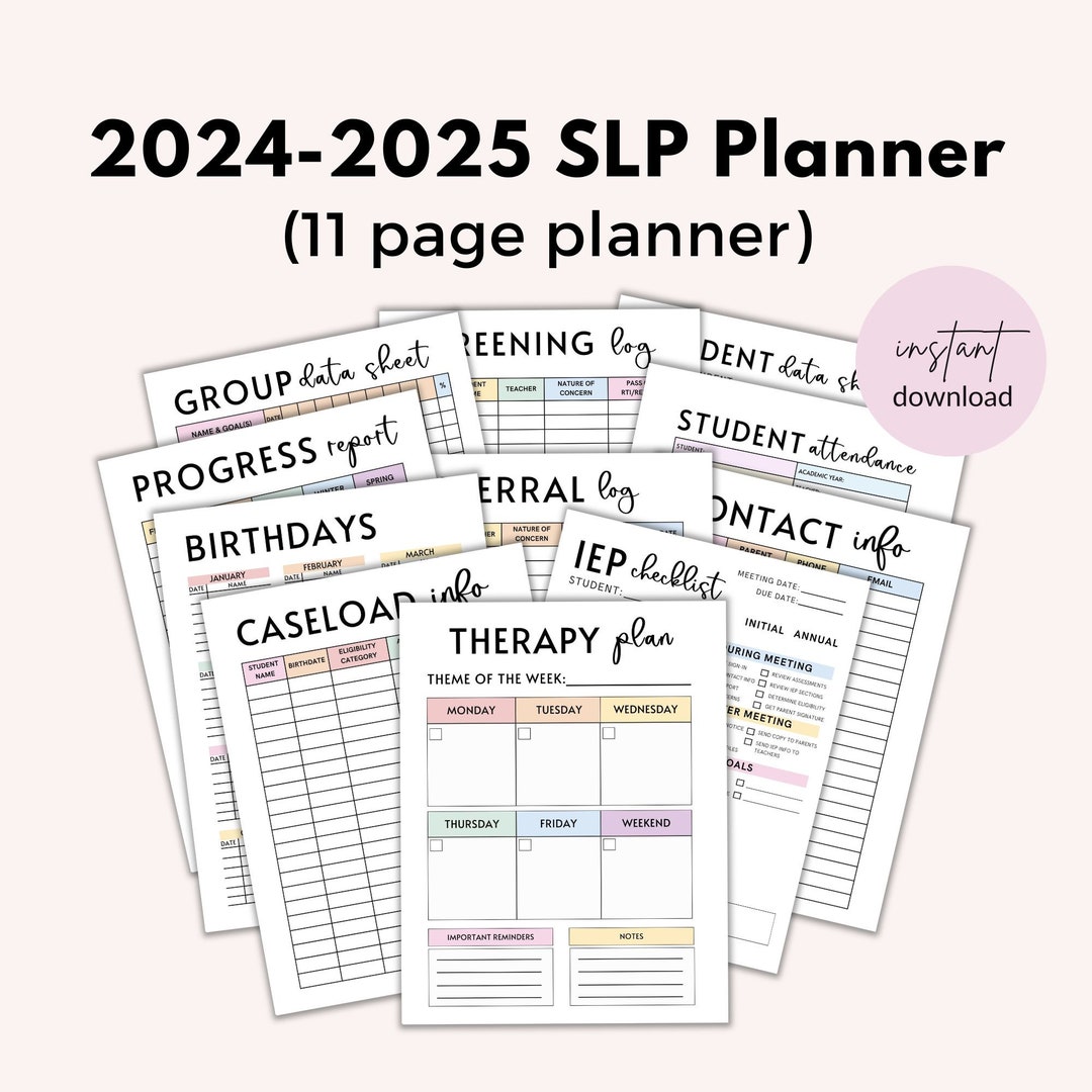 2024-2025 Speech Language Pathologist Planner, Printable SLP Planner ...