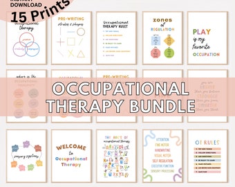 Occupational Therapy Posters, Set of 15, Occupational Therapy Bundle ...