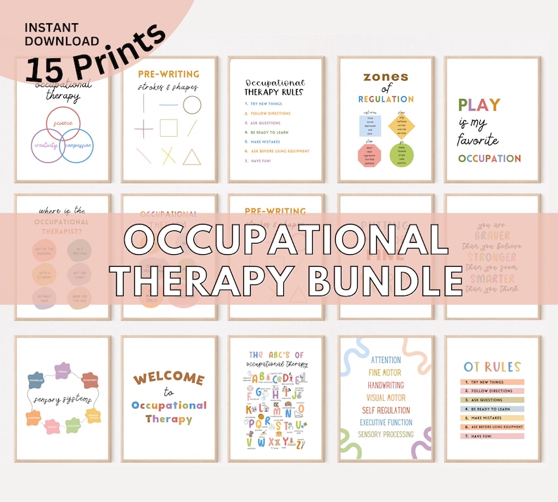 Occupational Therapy Posters Bundle, Set of 15, Occupational Therapy ...