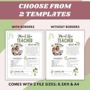 Boho Themed Meet the Teacher, Teacher Template, Editable Meet the ...