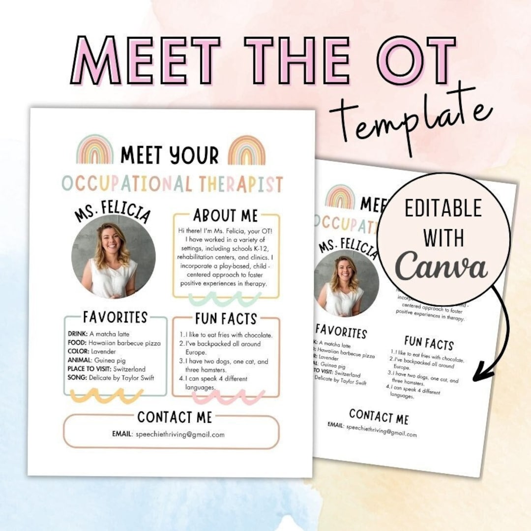 Meet the Occupational Therapist, Meet the OT Template, Canva Editable ...