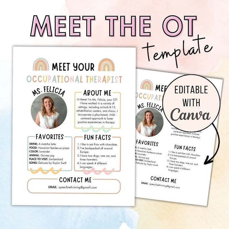 Meet the Occupational Therapist, Meet the OT Template, Canva Editable ...