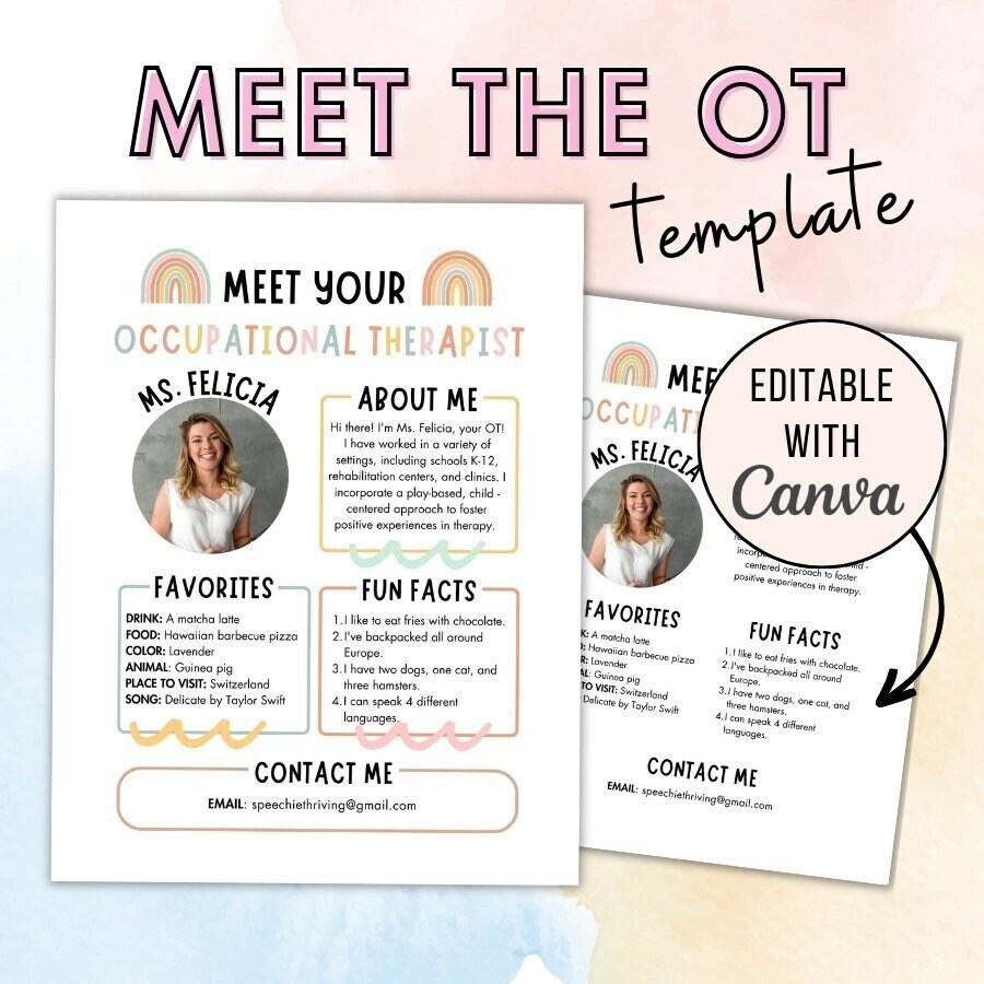 Meet the Occupational Therapist, Meet the OT Template, Canva Editable ...