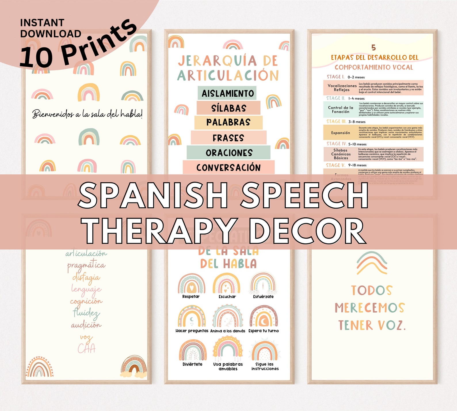 Spanish Speech Therapy Decor Set of 10 Bilingual SLP - Etsy