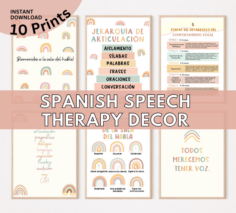 Spanish Speech Therapy Decor Set of 10 Bilingual SLP - Etsy