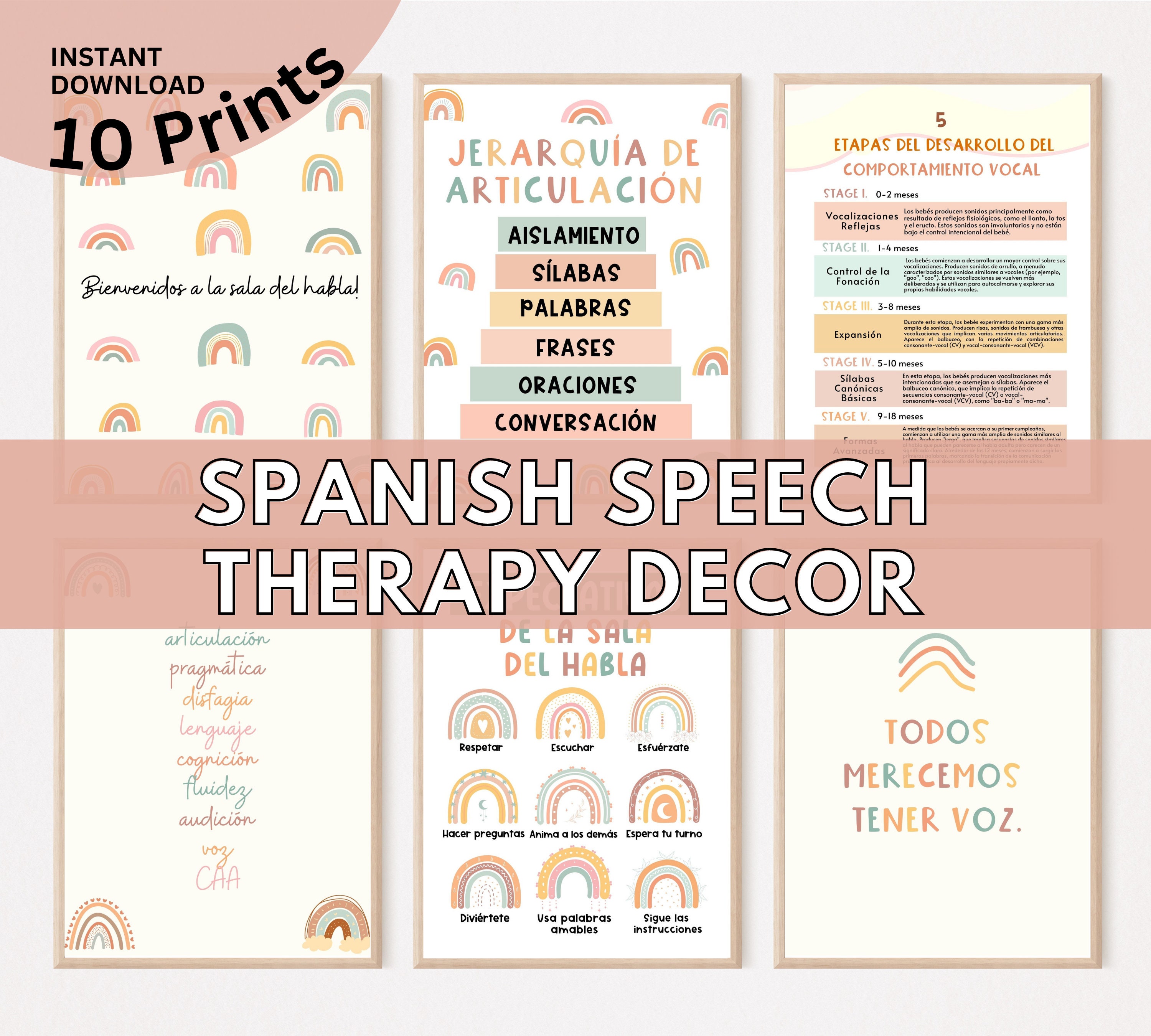 Spanish Speech Therapy Decor Set of 10 Bilingual SLP - Etsy