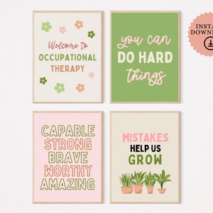 Occupational Therapy Green and Pink Poster Bundle, Set of 6 ...