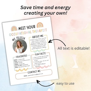 Meet the Occupational Therapist, Meet the OT Template, Canva Editable ...
