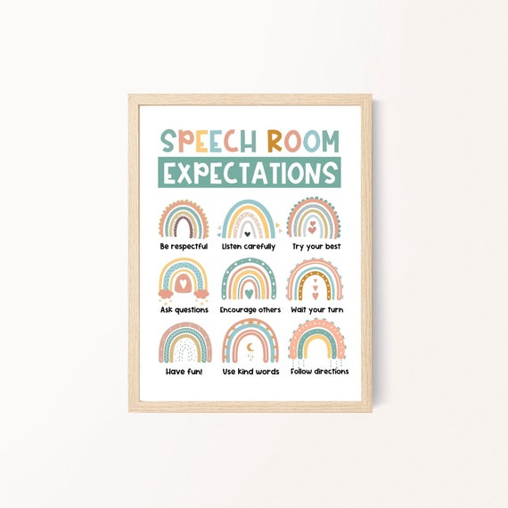 Rainbow Speech Therapy Decor Speech Room Expectations Speech - Etsy