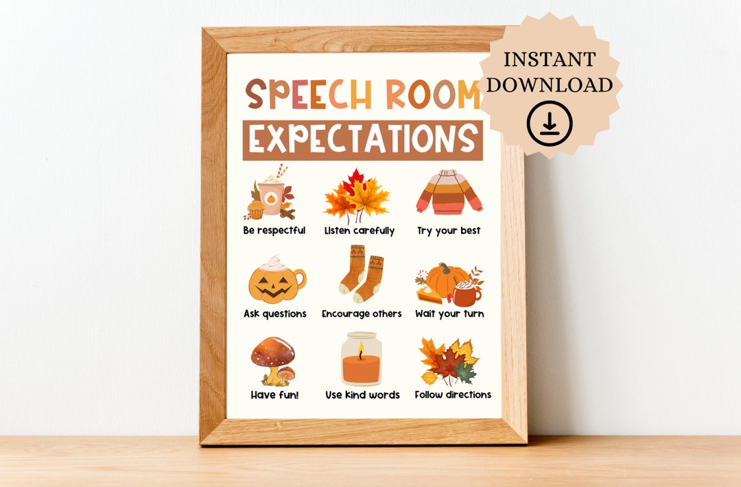 Fall Speech Room Expectations Poster, Speech Therapy Poster, SLP Room ...