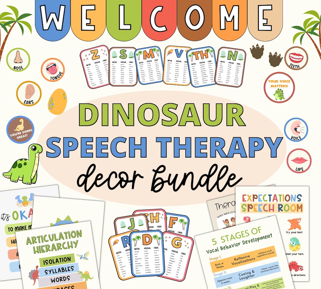 Dinosaur Themed Speech Therapy Decor Bundle, Speech Therapy Classroom ...
