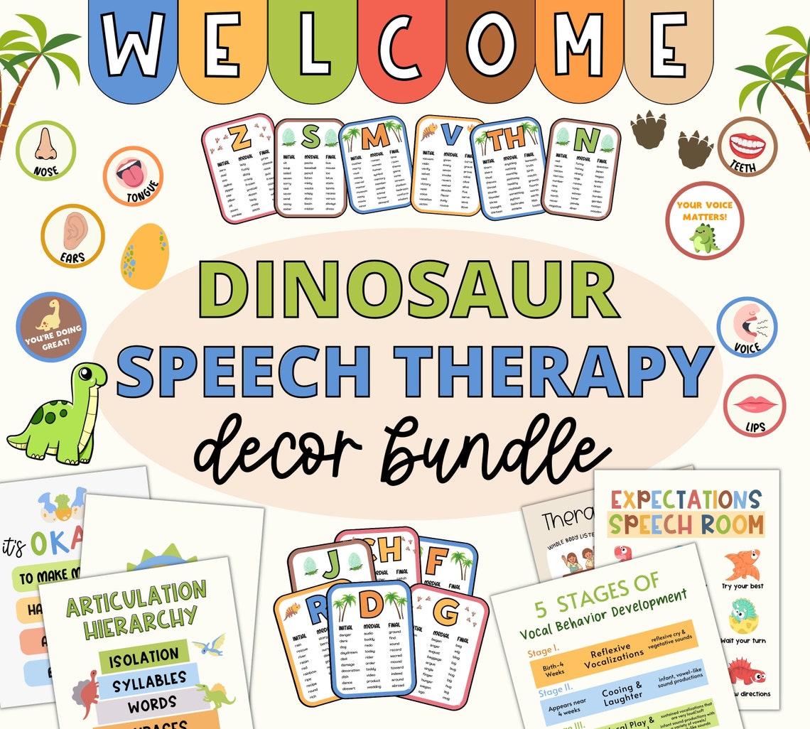 Dinosaur Themed Speech Therapy Decor Bundle Speech Therapy - Etsy