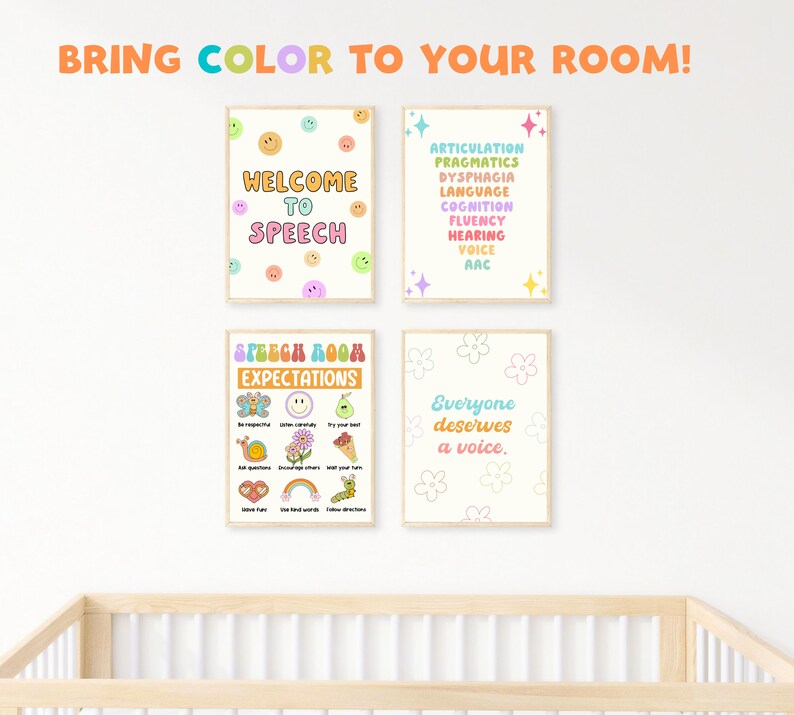 Groovy Speech Therapy Bundle Speech Therapy Room Decor SLP - Etsy