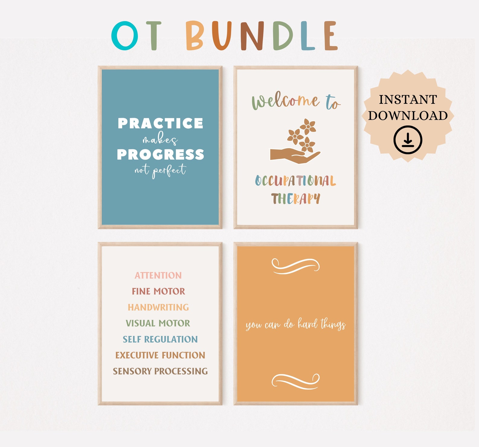 Occupational Therapy Poster Bundle, Set of 4, OT Therapy Bundle ...