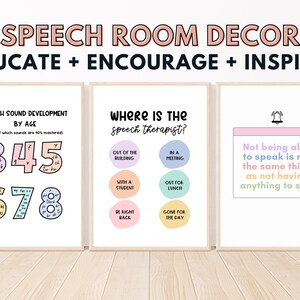 Pastel Speech Therapy Decor, Set of 6, Speech Classroom Decor, Speech ...