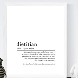 Dietitian Definition Print, Dietitian Gift, Dietitian Digital Poster ...