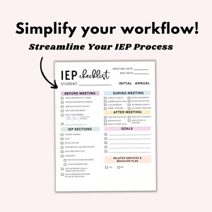 IEP Checklist for SSW, Printable IEP for Social Service Workers, Social ...